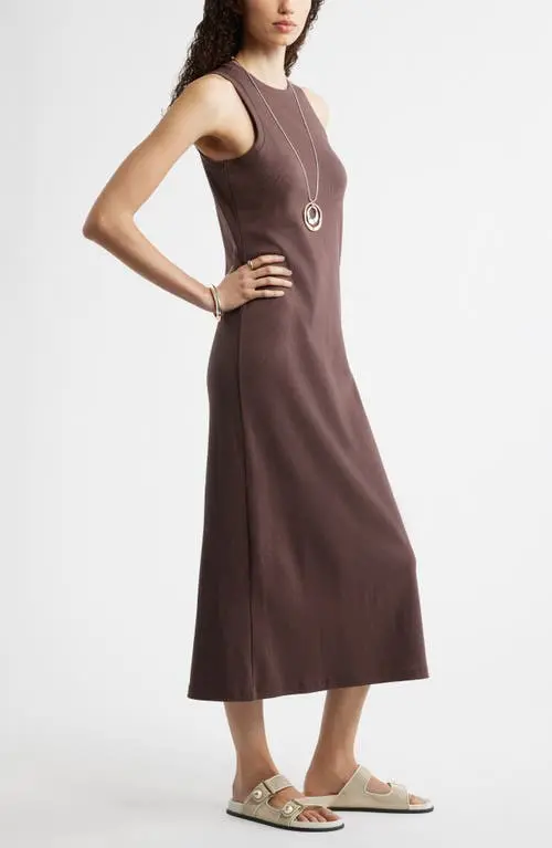 Nordstrom Stretch Cotton Microrib Tank Dress - Brown Roast