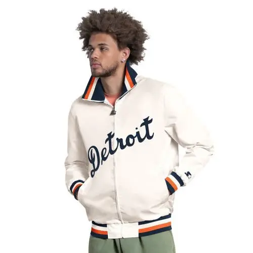 STARTER Detroit Tigers The Captain Cooperstown Logo Full-zip Varsity Jacket - White