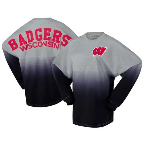 SPIRIT JERSEY Wisconsin Badgers Ombre Long Sleeve T-shirt - Red