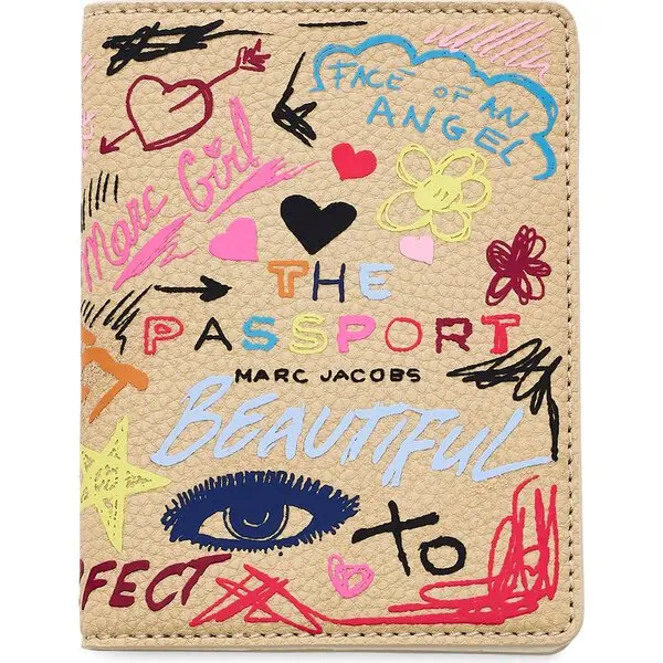 Marc Jacobs The Punk Scribble Passport Case - Beige Multi