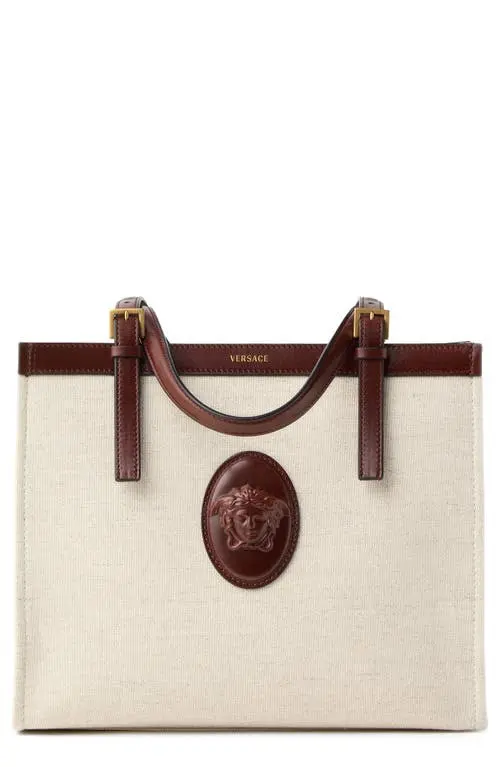 Versace Small Rivière Canvas Tote - Beige Palisandro Gold