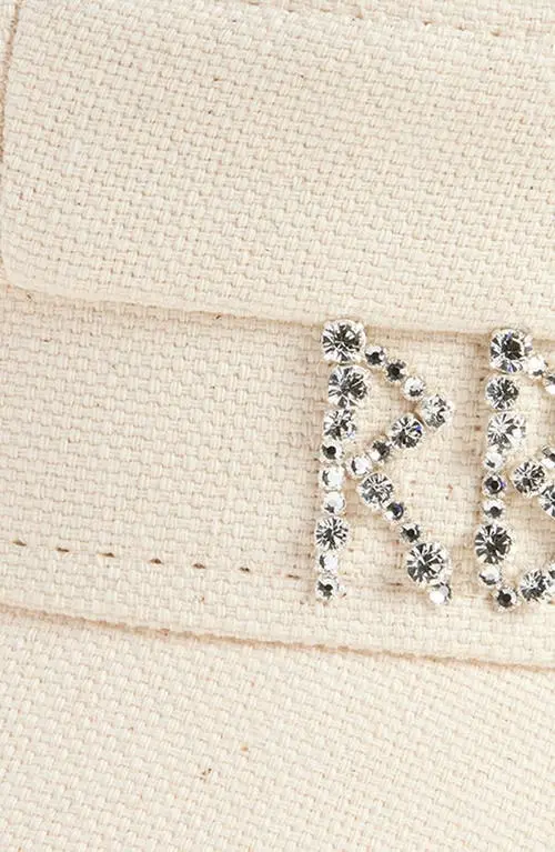 Ruslan Baginskiy Crystal Embellished Canvas Newsboy Cap - Beige