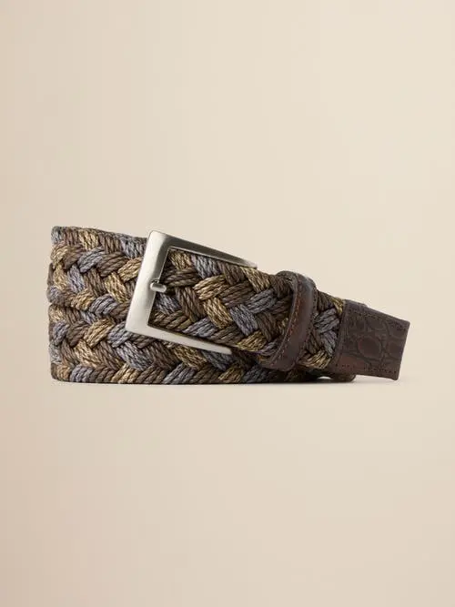 ASHWORTH GOLF Cloth Weave Belt - Brown Multi