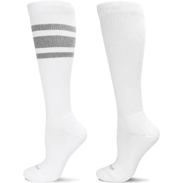 MEMOI Assorted 2-pack Knee-high Compression Socks - White