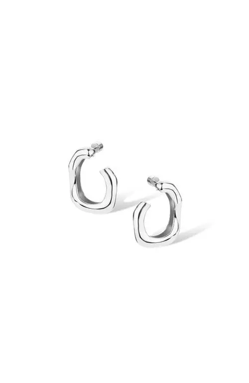 RETRO CHIC Root Hoop Earrings - Silver
