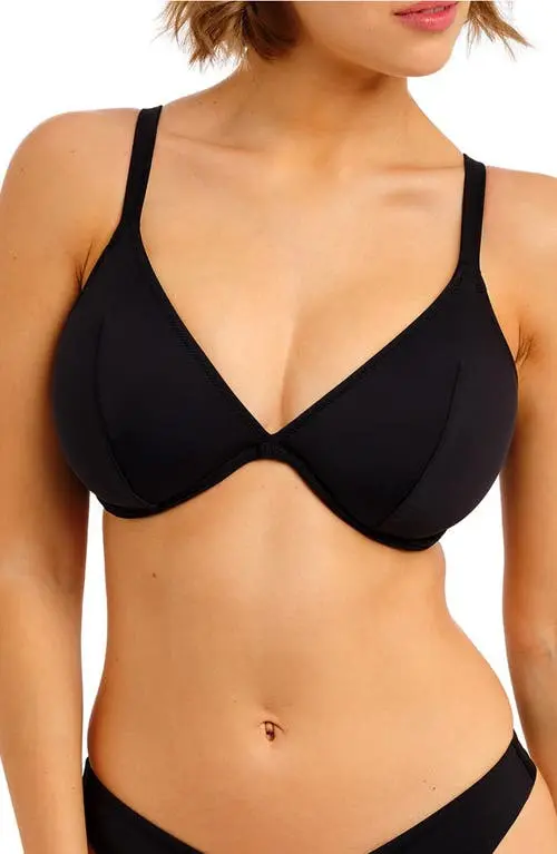 Freya Jewel Cove Underwire Plunge Bikini Top - Plain Black