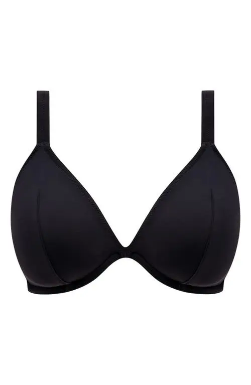 Freya Jewel Cove Underwire Plunge Bikini Top - Plain Black