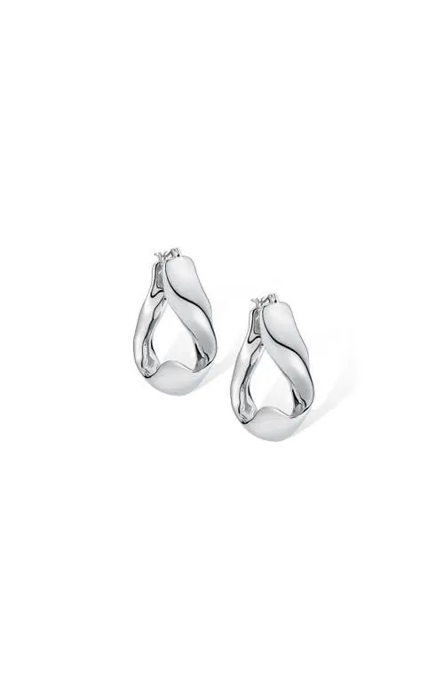 RETRO CHIC Ripple Hoop Earrings - Silver