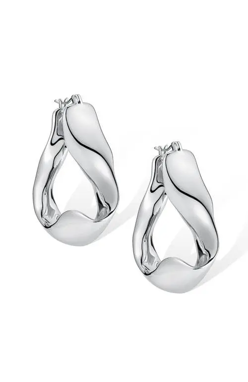 RETRO CHIC Toned Sculptural Ripple Hoop Earrings - Silver