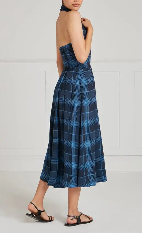 TEMPERLEY LONDON Plath Checked Dress - Dark Blue