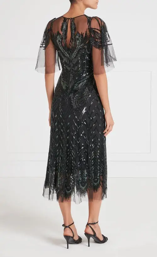 TEMPERLEY LONDON Peacock Embellished Midi Dress