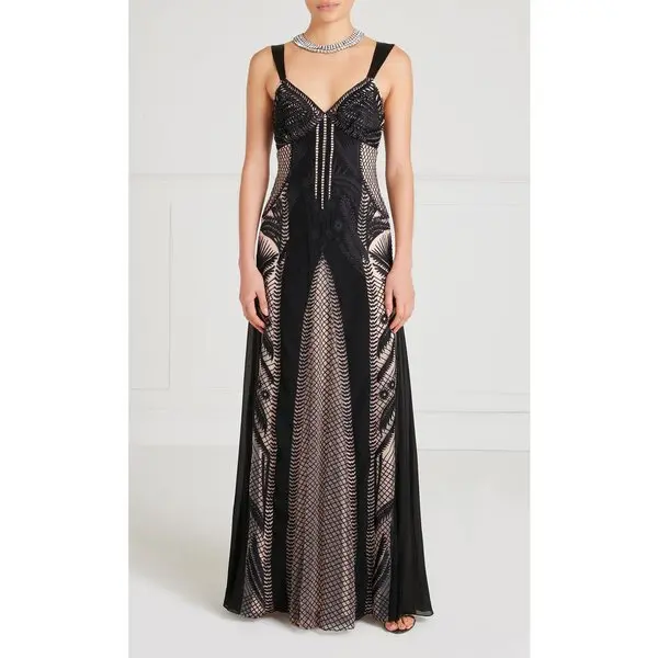 TEMPERLEY LONDON Giselle Strappy Gown - Black Mix