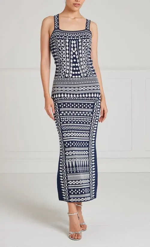 TEMPERLEY LONDON Tlalli Knit Strappy Dress - Navy Silver