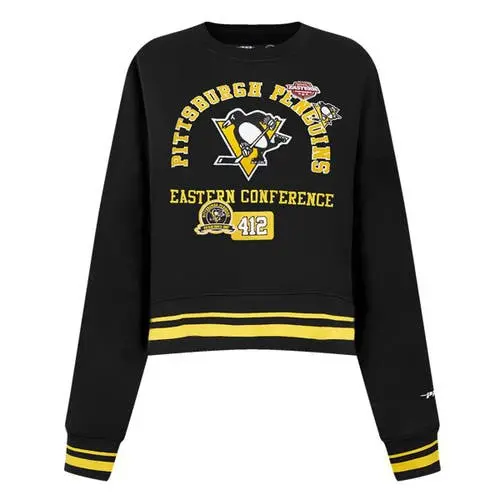PRO STANDARD Pittsburgh Penguins Area Code Cropped Pullover Sweatshirt