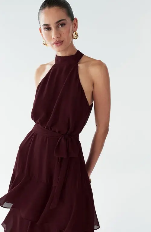 BWLDR Tony Midi Dress With Tiered Skirt And Belt
