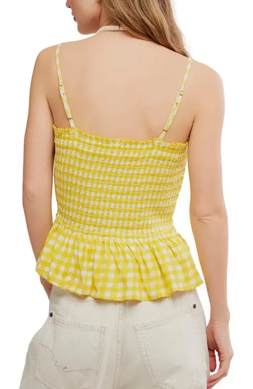 Free People Gingham Peplum Tank - Dandelion Combo
