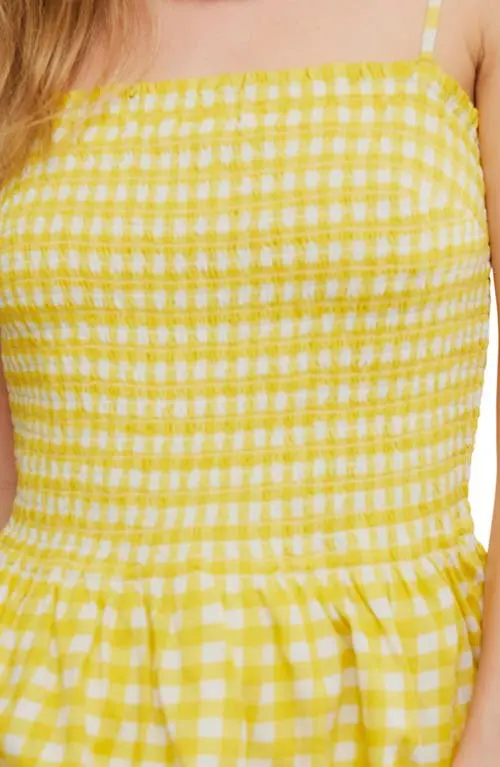 Free People Gingham Peplum Tank - Dandelion Combo