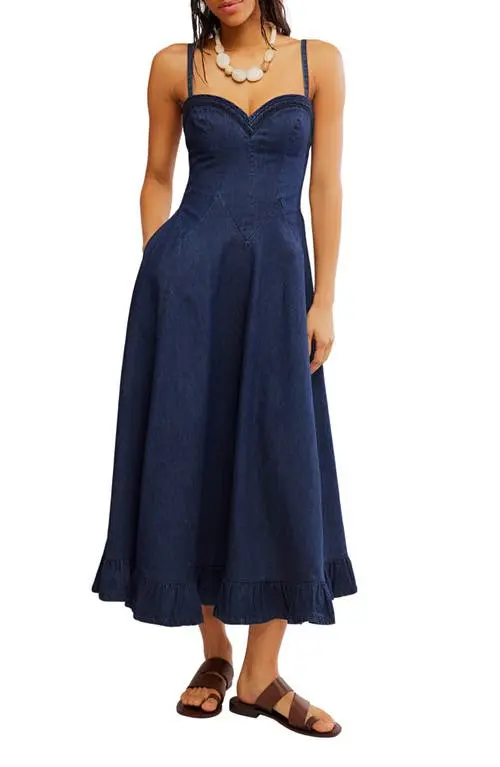 Free People Another Season Denim Midi Dress - Rinse