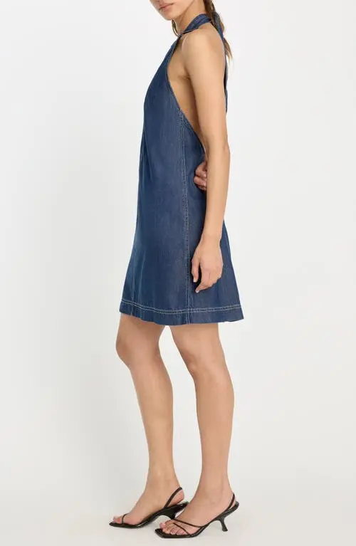 Good American Halter Neck Denim Mini Dress