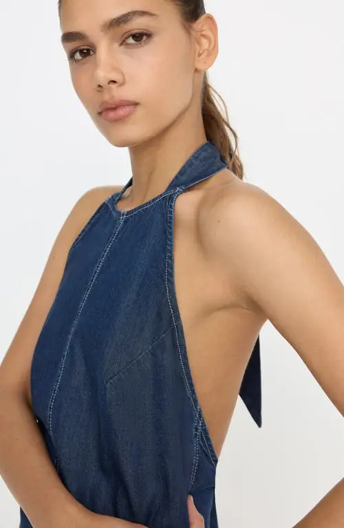 Good American Halter Neck Denim Mini Dress