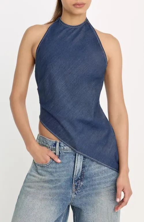 Good American Asymmetric Hem Halter Top - Indigo1187