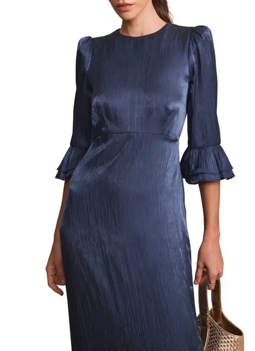 Mint Velvet Metallic Ruffled Midi Dress
