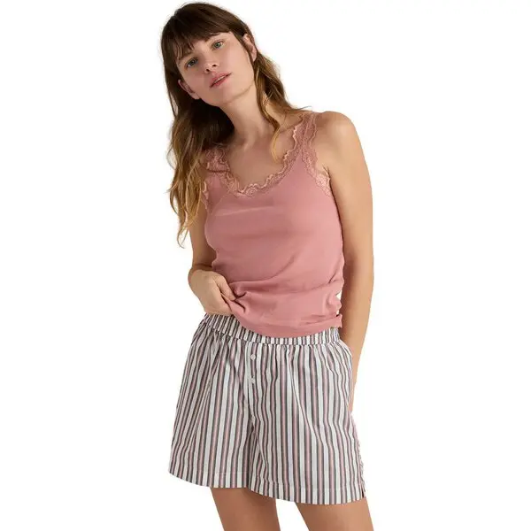HAVEN WELL WITHIN Organic Cotton Rib Knit Lace Tank - Ash Rose