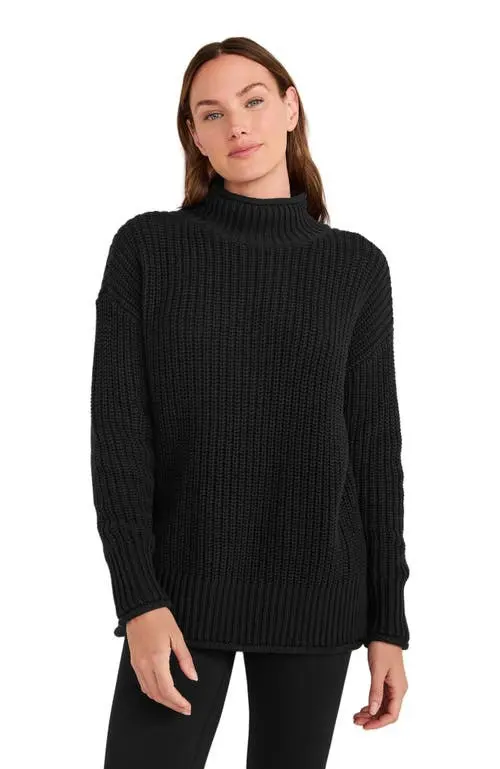 HAVEN WELL WITHIN Organic Cotton Shaker Stitch Roll Neck Pullover - Black