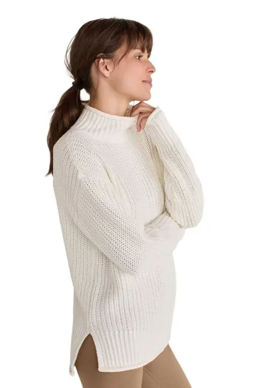 HAVEN WELL WITHIN Organic Cotton Shaker Stitch Roll Neck Pullover - Ivory
