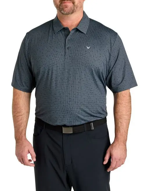 CALLAWAY Big & Tall Chevron Gingham-printed Performance Polo Shirt