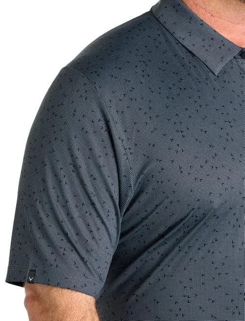 CALLAWAY Big & Tall Chevron Gingham-printed Performance Polo Shirt - Caviar