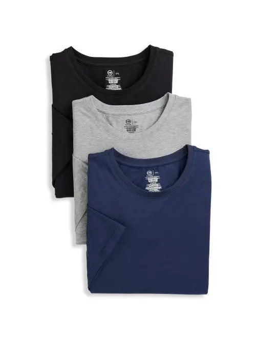 HARBOR BAY BY DXL Big & Tall 3 Pk Active Stretch Crewneck T-shirts - Peacoat