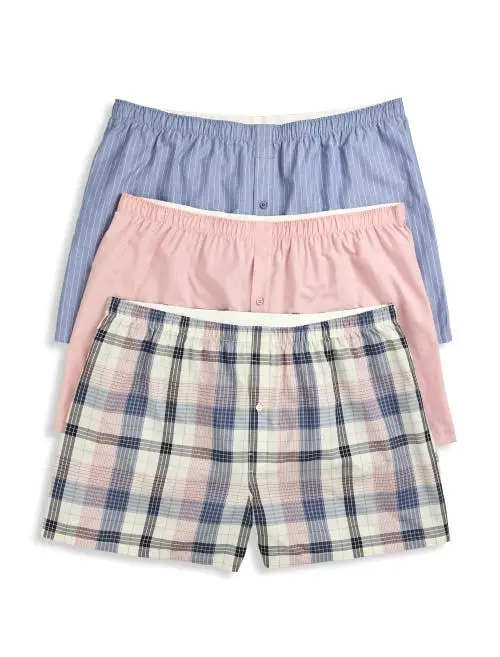 HARBOR BAY BY DXL Big & Tall 3-pk 4.5 Inch Woven Boxers - Vanilla Ice