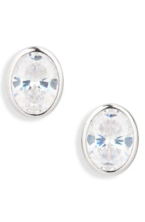 Shashi Cubic Zirconia Stud Earrings - Silver
