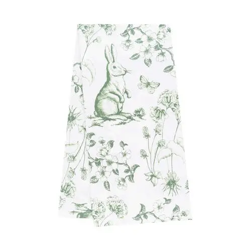 C&F HOME Spring S Easter Bunny Toile 100% Cotton Flour Sack Dishtowel - Green