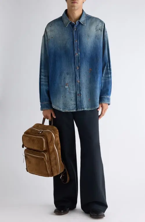 Acne Studios Setar Trafalgar Distressed Denim Button-up Shirt - Mid Blue