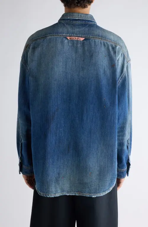 Acne Studios Setar Trafalgar Distressed Denim Button-up Shirt - Mid Blue