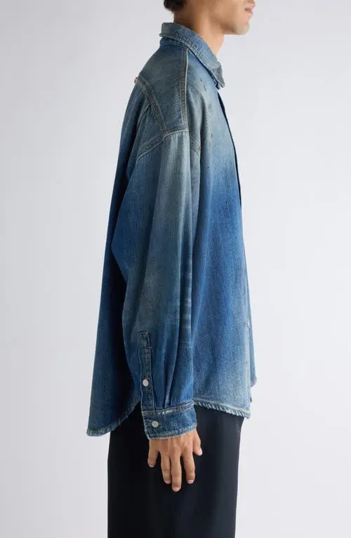 Acne Studios Setar Trafalgar Distressed Denim Button-up Shirt - Mid Blue