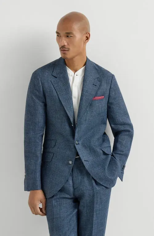 Brunello Cucinelli Houndstooth Deconstructed Blazer - Denim