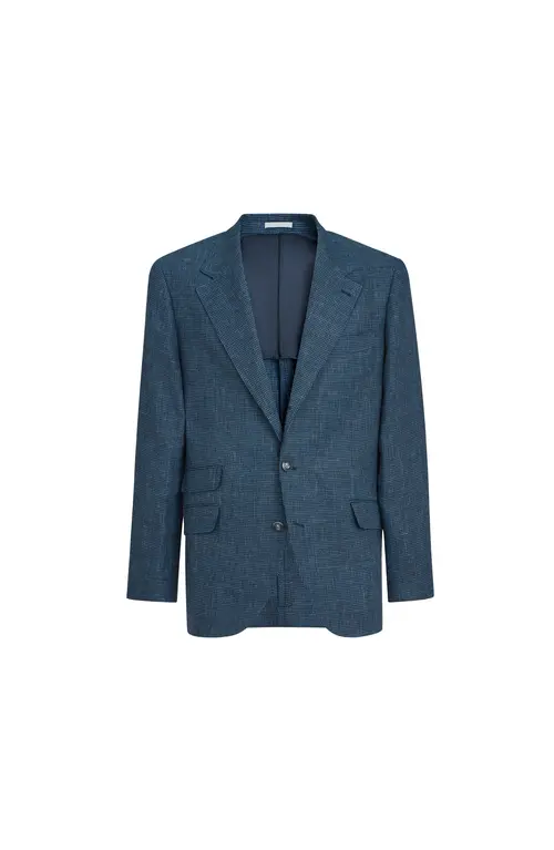 Brunello Cucinelli Houndstooth Deconstructed Blazer - Denim