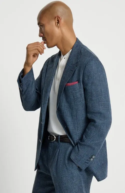 Brunello Cucinelli Houndstooth Deconstructed Blazer - Denim