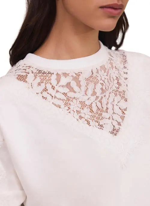 Mint Velvet Broderie Detail Sweatshirt - Ivory