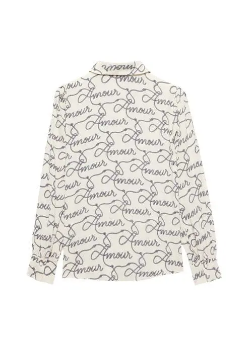 Mint Velvet Amour Print Bow Shirt