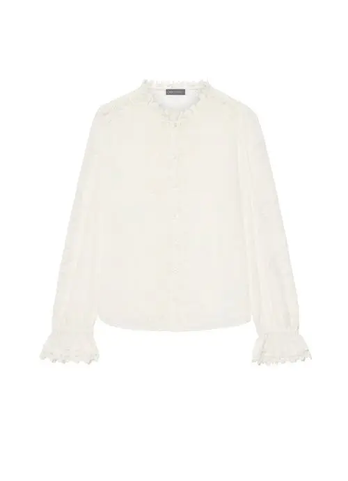 Mint Velvet Cotton Embroidered Blouse - Ivory