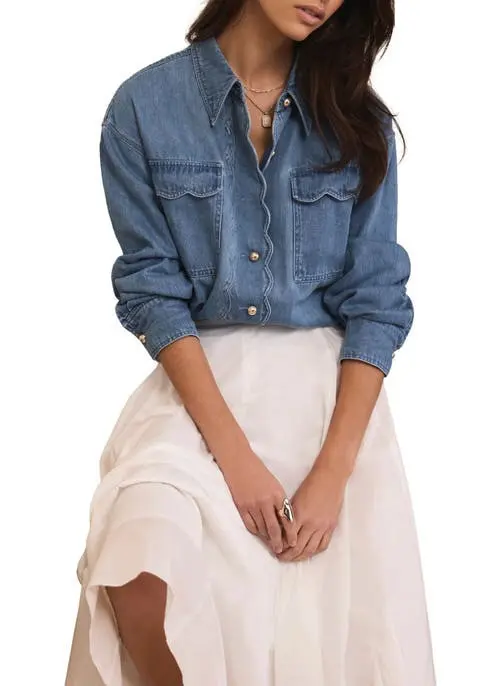 Mint Velvet Denim Scallop Shirt