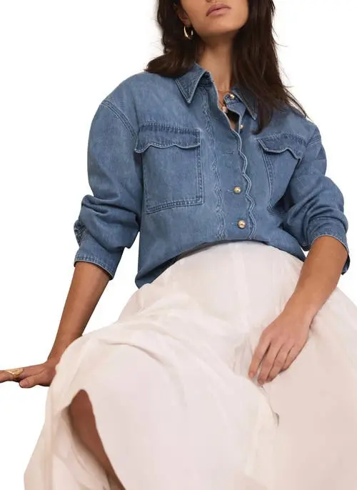 Mint Velvet Denim Scallop Shirt