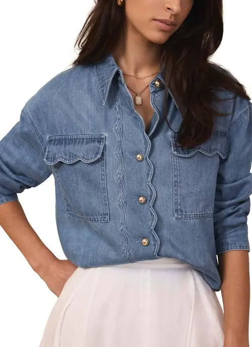 Mint Velvet Denim Scallop Shirt