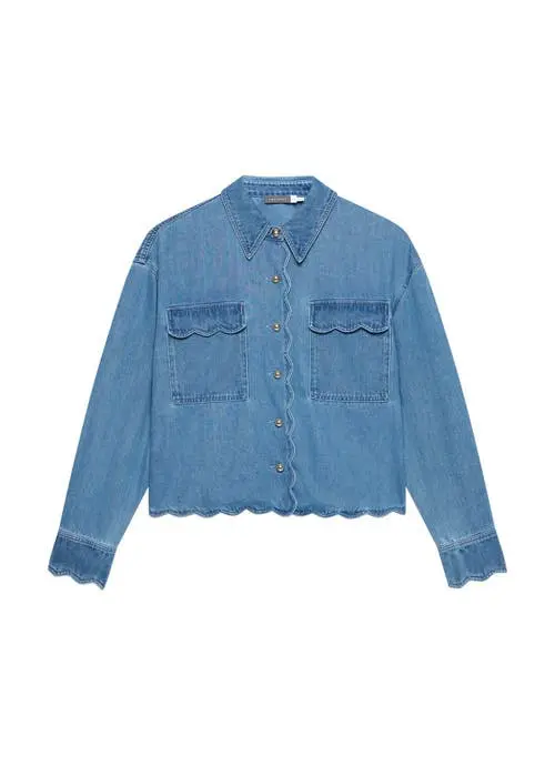 Mint Velvet Denim Scallop Shirt