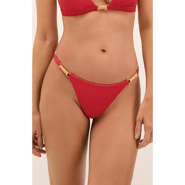 VIX PAULA HERMANNY Pam Crinkle Bikini Bottoms - Red
