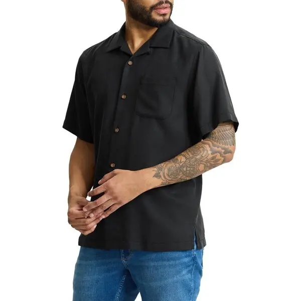 Tommy Bahama Sailor's Swirl Silk Camp Shirt - Matte Black